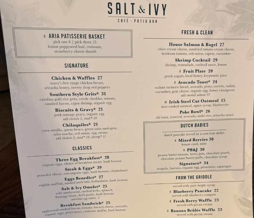 Salt & Ivy Restaurant Menu | Creative Breakfast & Lunch in Las Vegas