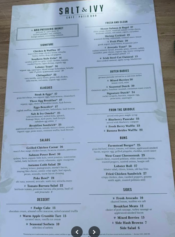 Salt & Ivy Restaurant Menu | Creative Breakfast & Lunch in Las Vegas