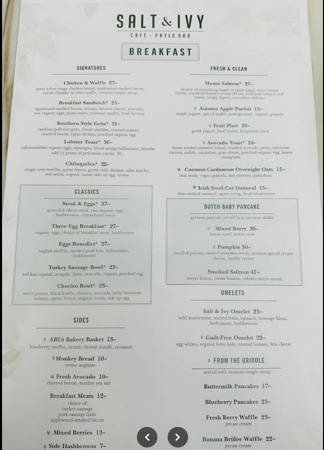 Salt & Ivy Restaurant Menu | Creative Breakfast & Lunch in Las Vegas