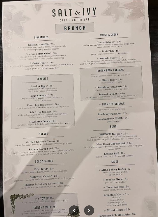 Salt & Ivy Restaurant Menu | Creative Breakfast & Lunch in Las Vegas